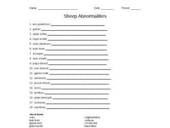 Sheep Abnormalities Word Scramble | Teaching Resources