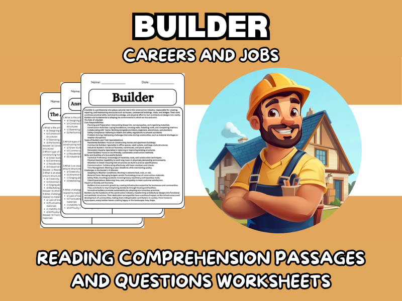 Builder - Careers and Jobs Reading Comprehension Passages & Questions ...