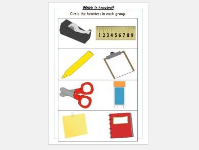 Ordering two items by weight | Teaching Resources