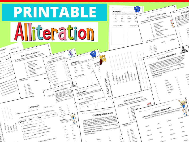 Printable Alliteration Worksheets – Fun Language Arts Activities ...