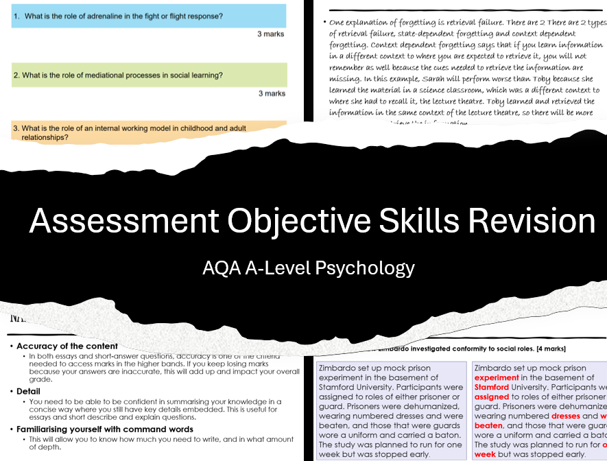 A-Level Psychology – AO1, AO2 & AO3 Skills Revision Pack | Teaching ...
