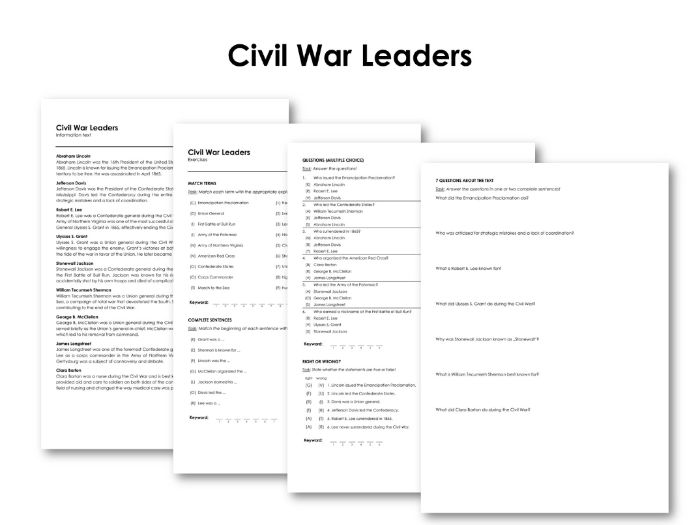 Civil War Leaders | Teaching Resources