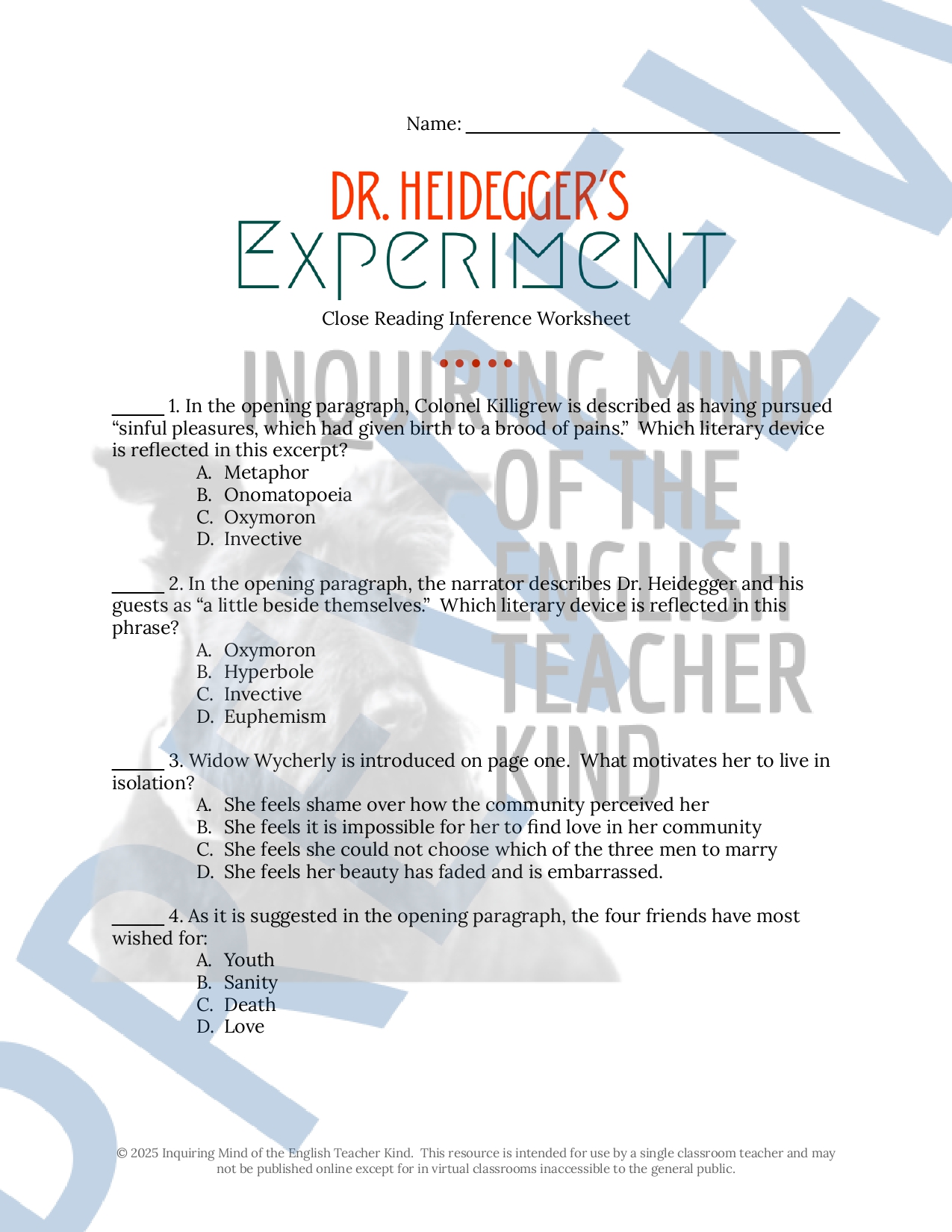 "Dr. Heidegger's Experiment" by Nathaniel Hawthorne Close Reading ...