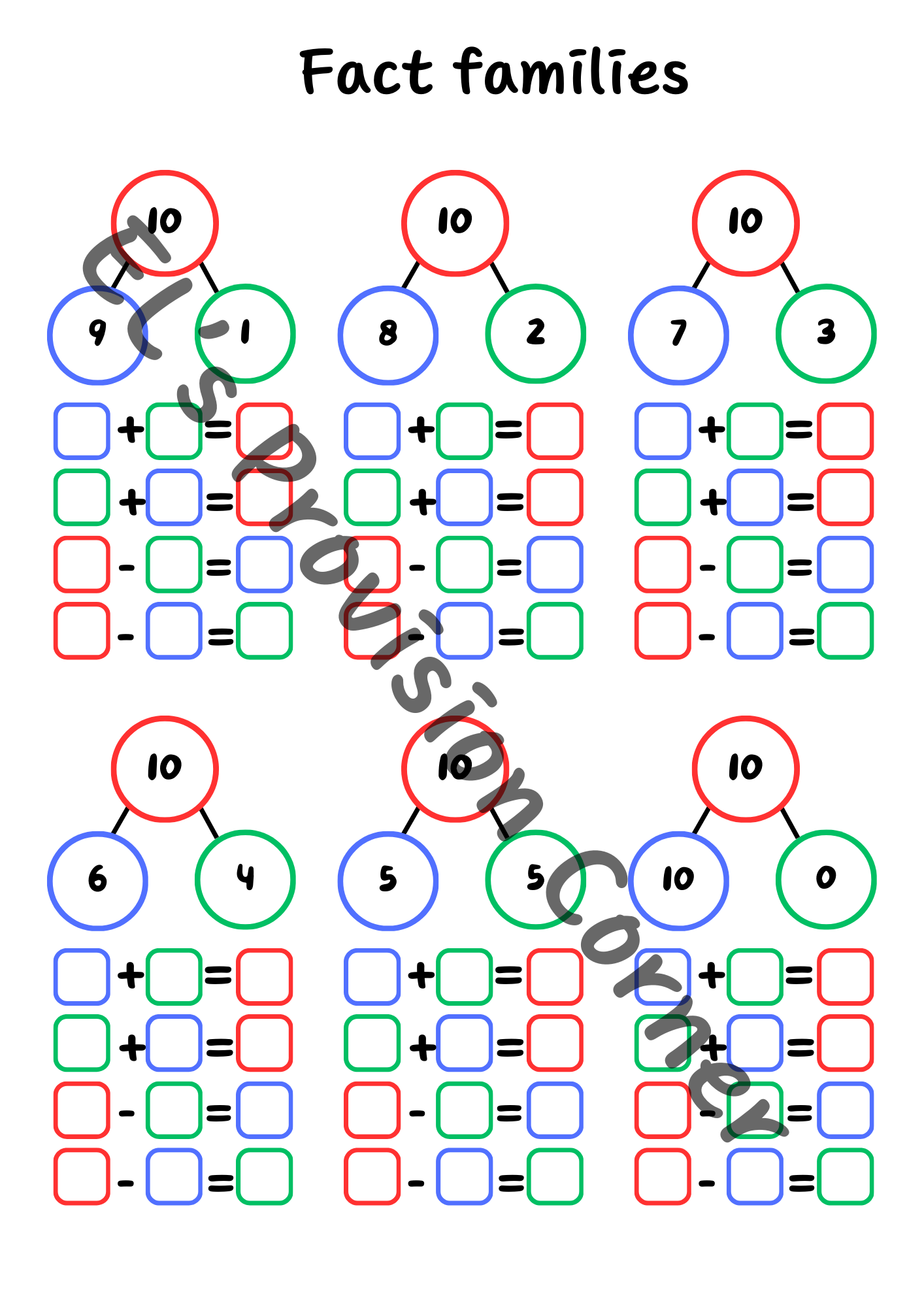Fact families- number bonds to 10 and 20- Maths | Teaching Resources