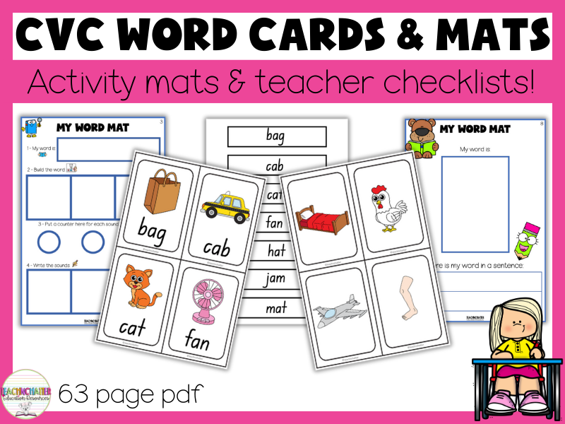 CVC Word Mats & Editable Word Cards | Phonics Activities for EYFS & KS1 ...