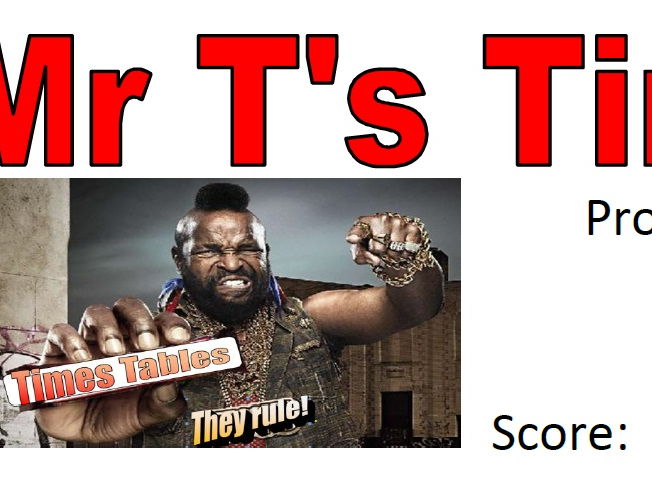 Mr. T themed Times tables weekly assessment for 10x , 2x and 5x tables ...