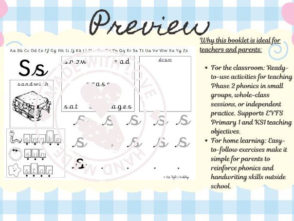 Pre-Cursive SATPIN Phase 2 Phonics Booklet | Teaching Resources