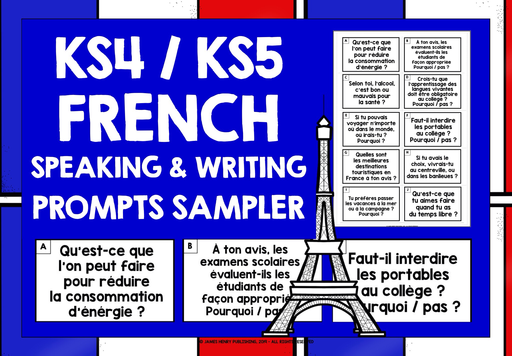 FRENCH SPEAKING & WRITING PROMPTS FREEBIE | Teaching Resources