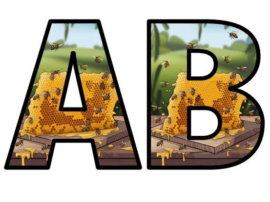 Honeycomb Honeybees Honey Bees Lettering Set Display Title Letters ...