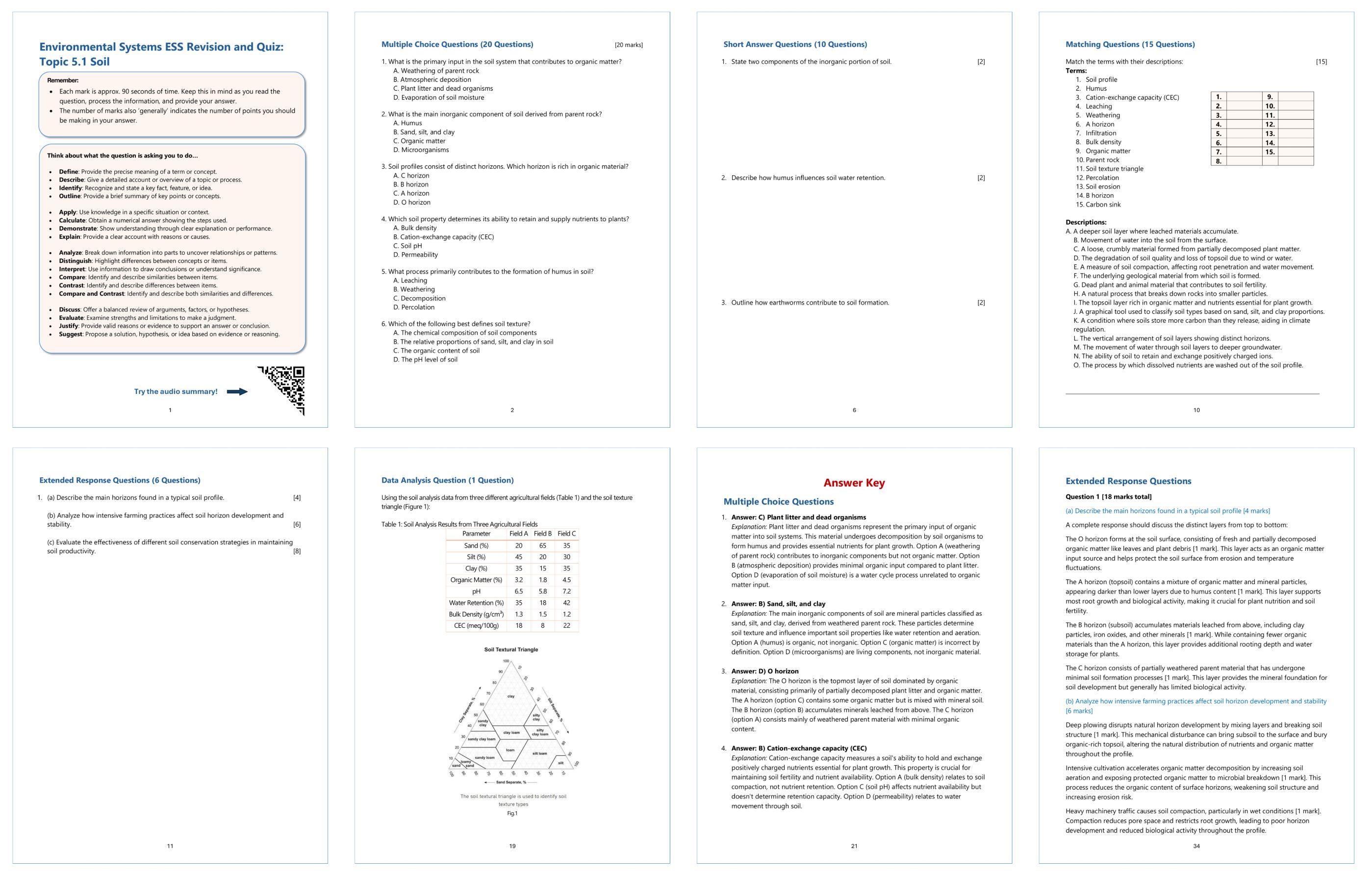 IB DP ESS 5.1 Soil: Quiz & Revision Worksheets - 2026 | Teaching Resources