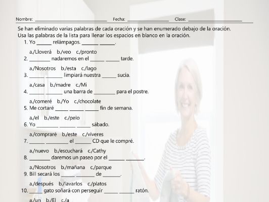 Future Simple Tense with Will Missing Words Spanish Worksheet ...