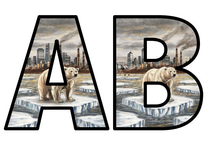 Climate Change Geography Lettering Set Display Title Letters Numbers ...