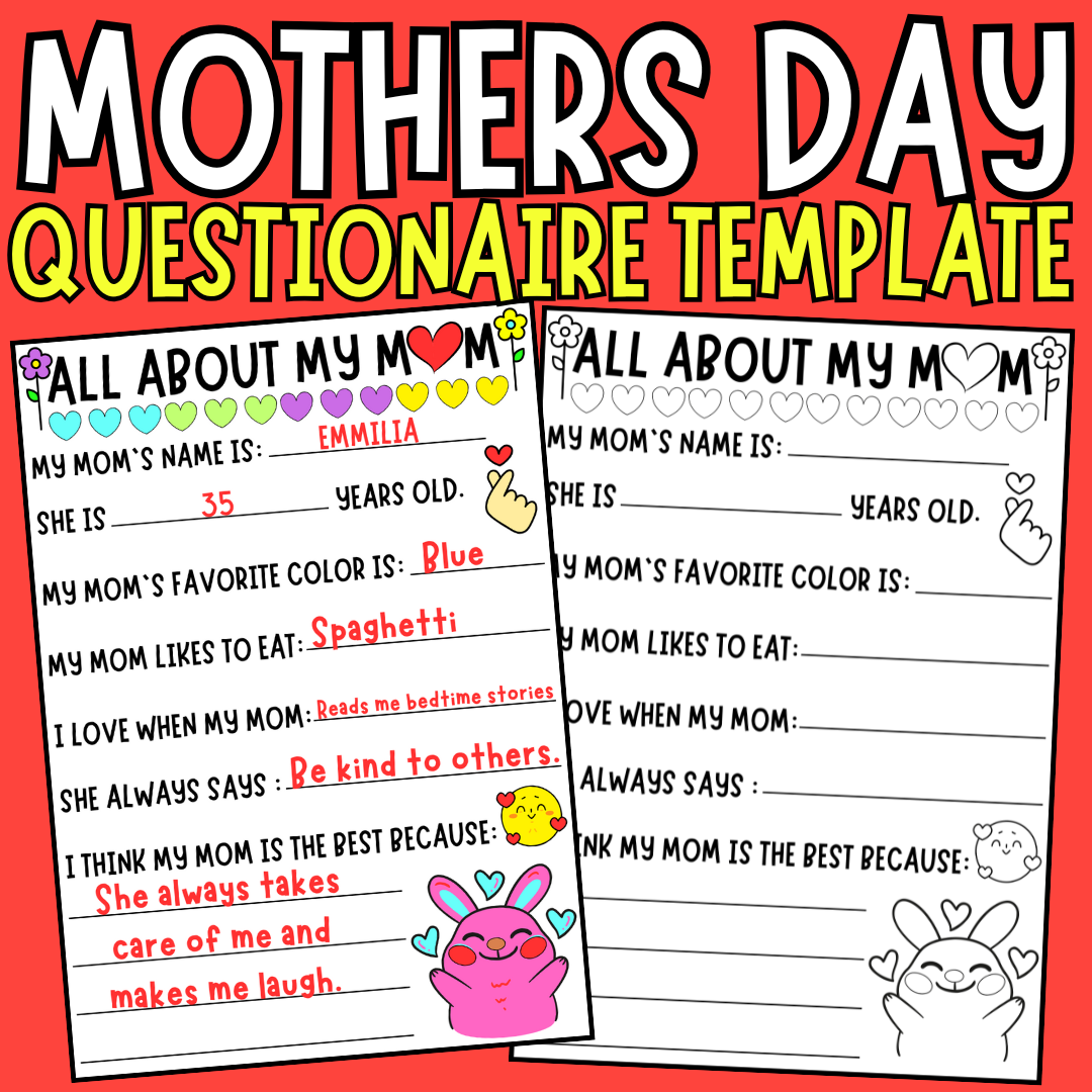 Mothers Day Questionnaire | All About My Mom Posters Writing Templates ...
