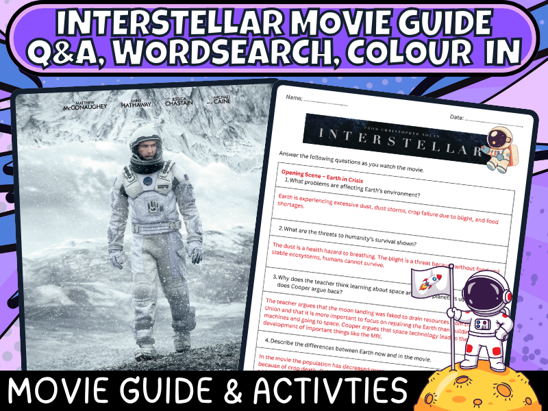 Interstellar Movie Guide: Questions & Answers, Word Search, Coloring ...