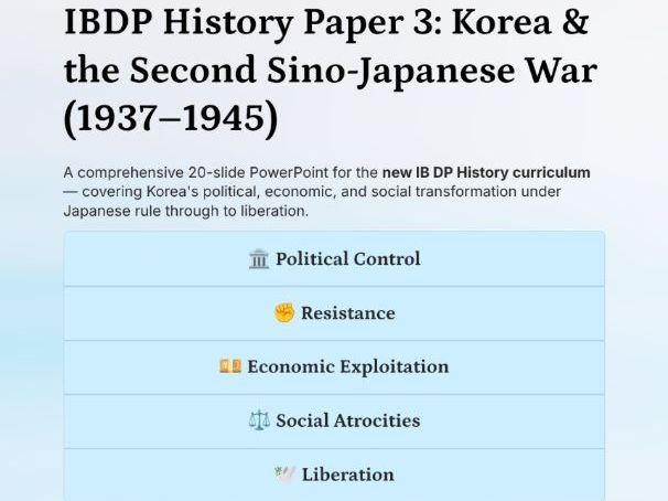 IB DP History Paper 3: Korea 1937-45 | Second Sino-Japanese War ...