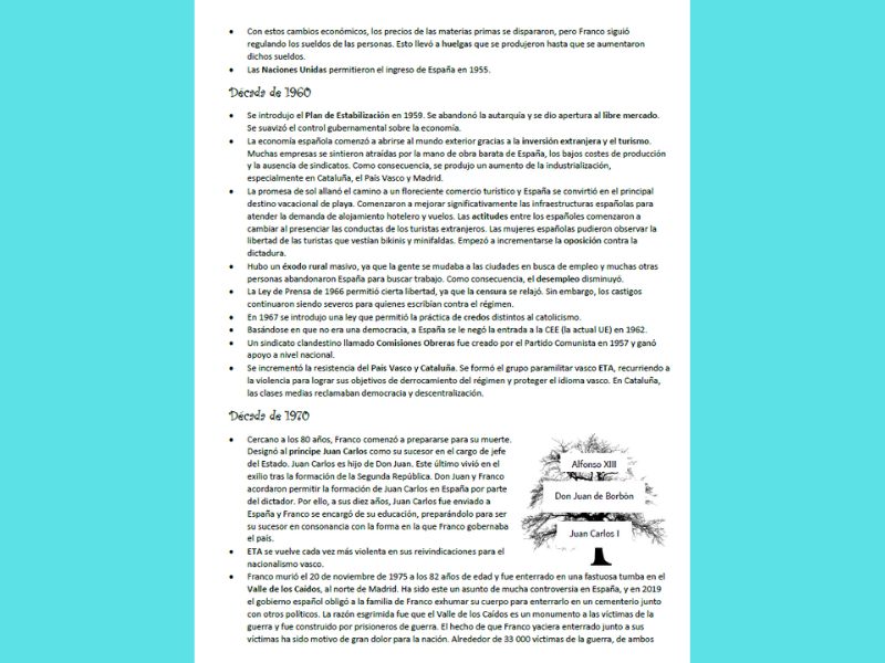 La Dictadura Franquista: un resumen | Teaching Resources