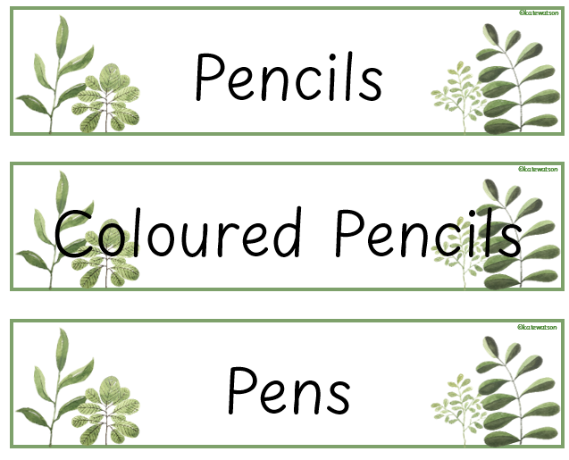 Green Botanical Tray Labels | Teaching Resources