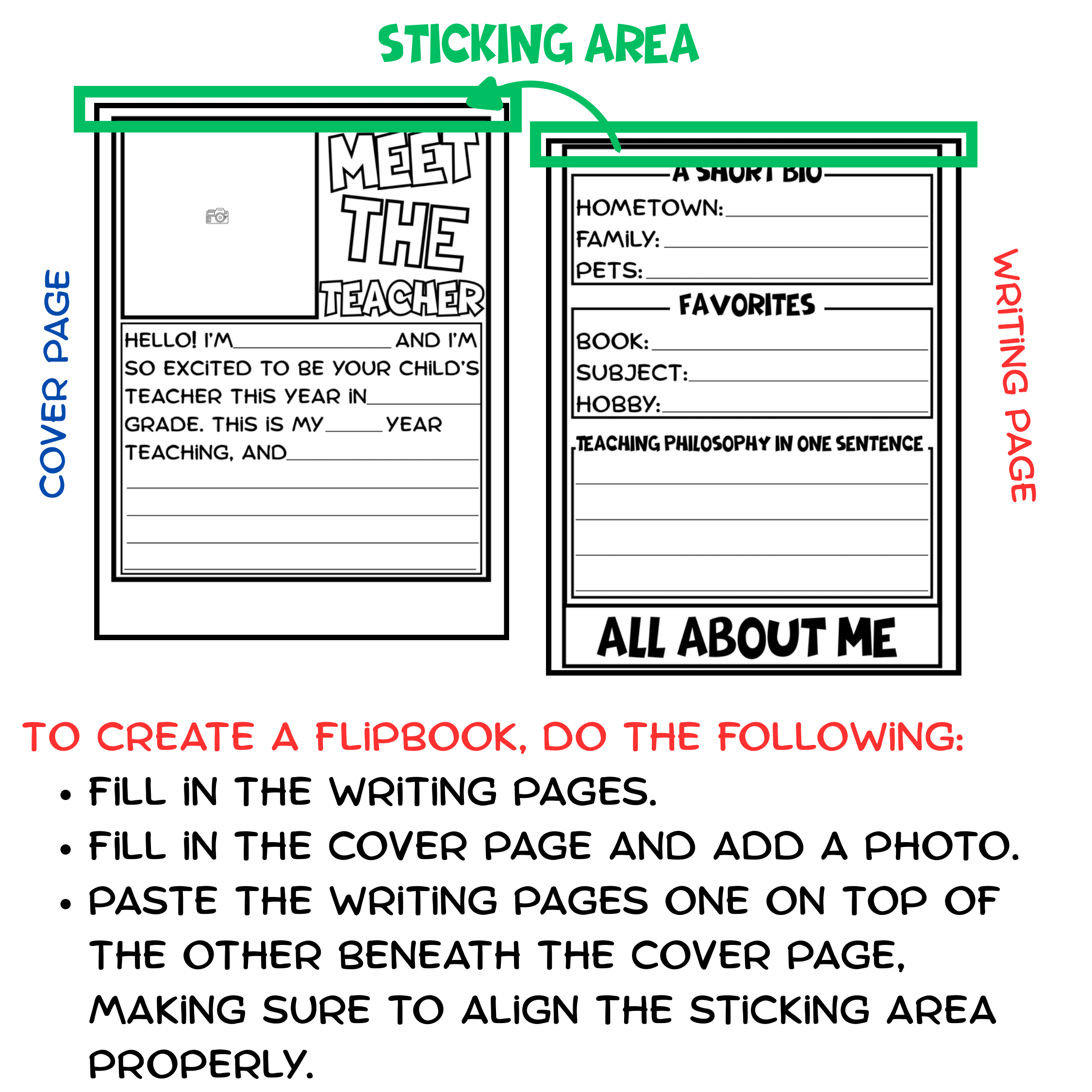 Meet the Teacher Flipbook | Back to School Open House Craft | All About ...