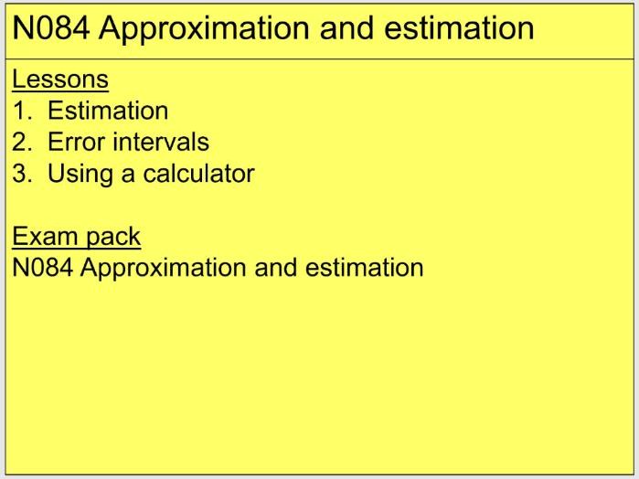 N084 Approximation and estimation | Teaching Resources