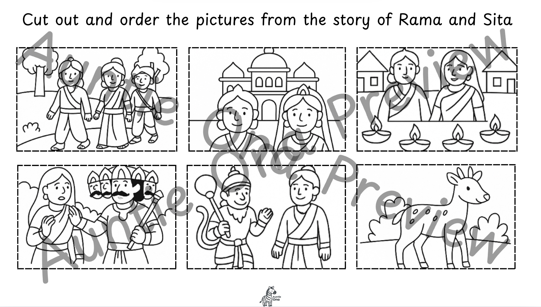 EYFS/KS1 Rama and Sita Story Sequencing Diwali Activity | Teaching ...