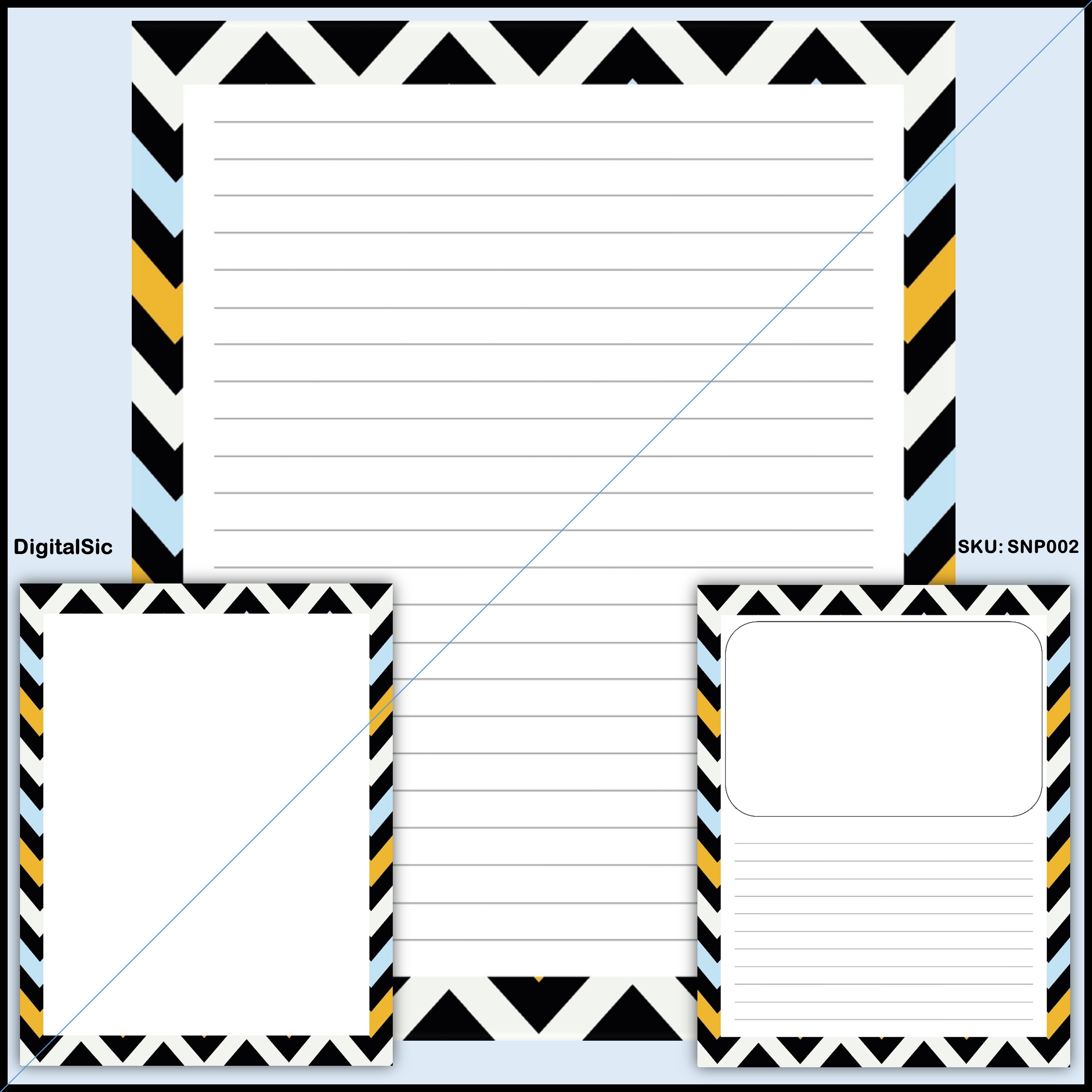Decorative Page Border & Frame, Blank & Lined Writing Paper, Picture ...