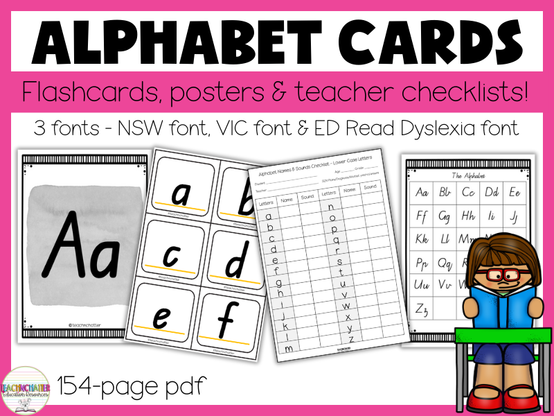 Alphabet Flashcards and Posters with Teacher Checklists | Teaching ...