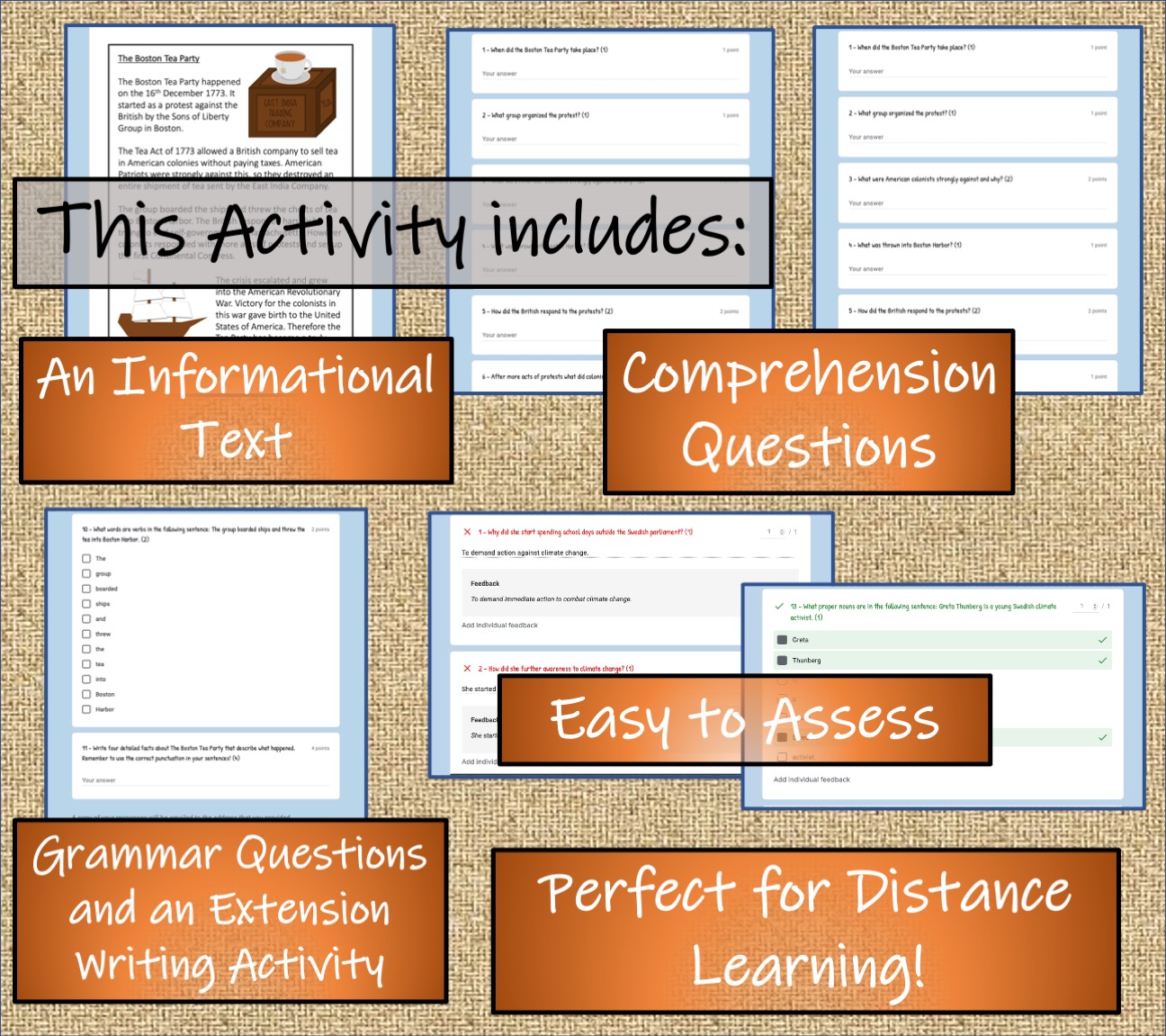 LKS2 Boston Tea Party Reading Comprehension Activity | Digital & Print ...
