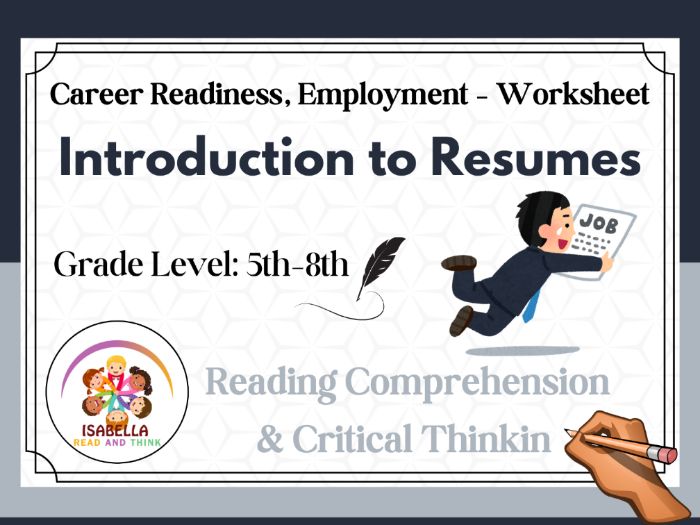 Introduction to Resumes: Reading Comprehension Passages & Questions ...