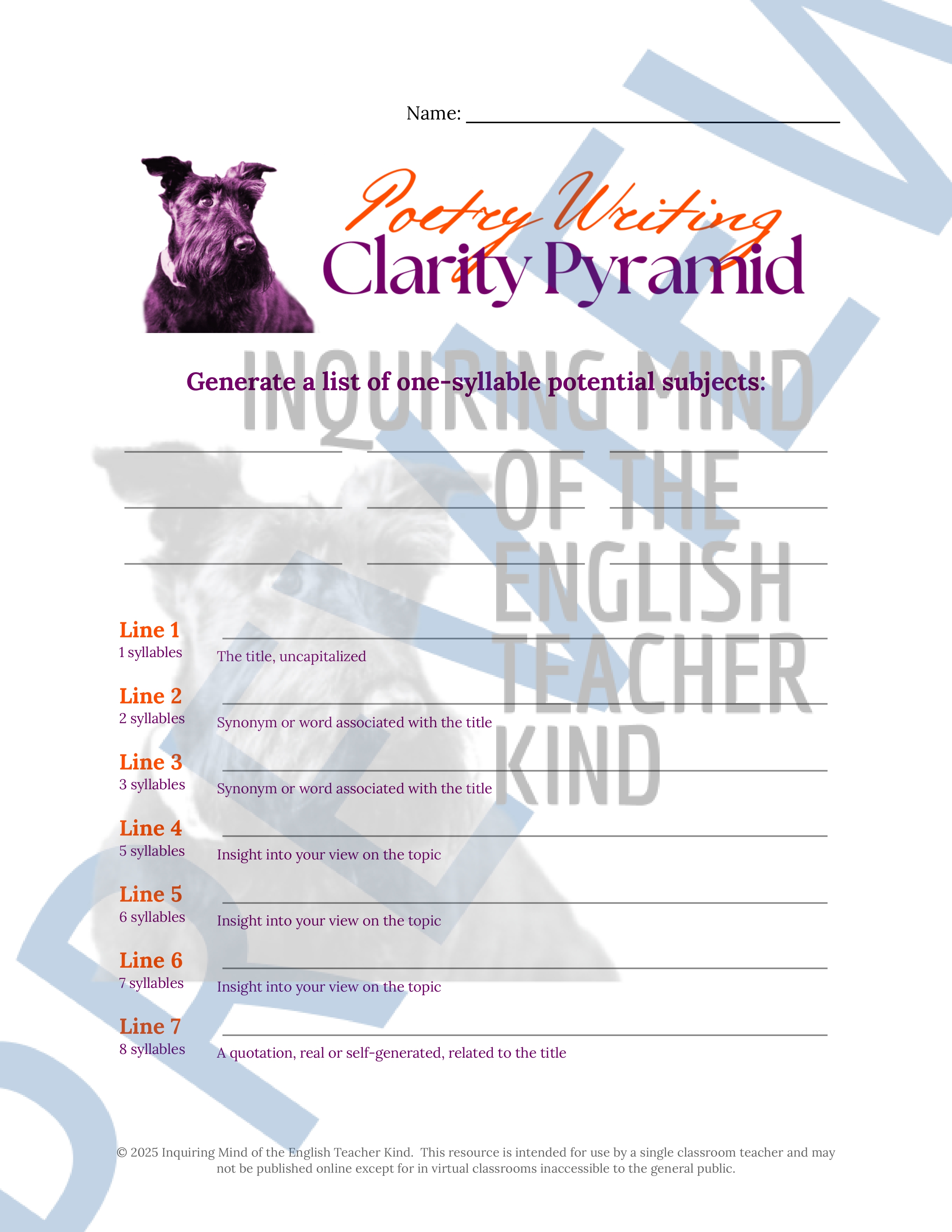 Clarity Pyramid Halloween Poetry Activity for Creative Writing ...