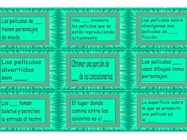 Movie Things and Genres Spanish 4 Worksheet-2 Game-1 Exam Bundle ...