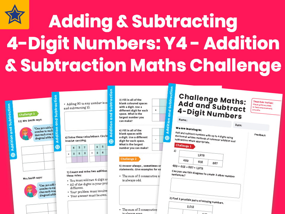 Adding And Subtracting 4 Digit Numbers Y4 Addition And Subtraction 