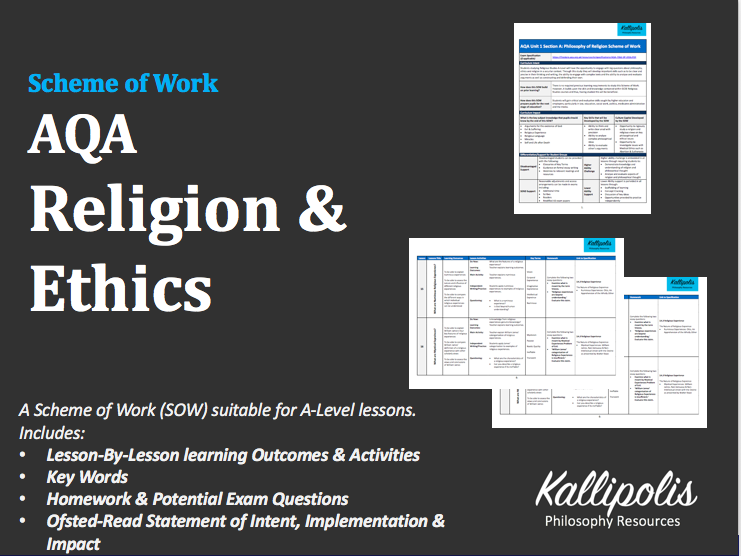 AQA KS5 Religious Studies: Unit 1 Religion & Ethics - Scheme of Work ...