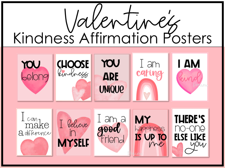 Valentine's Day Posters Kindness Positive Affirmations Posters ...