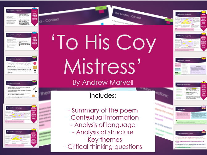 'To His Coy Mistress' Lesson and Analysis | Teaching Resources
