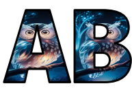 Light Owl at Night Lettering Set Display Title Letters Numbers Signs ...