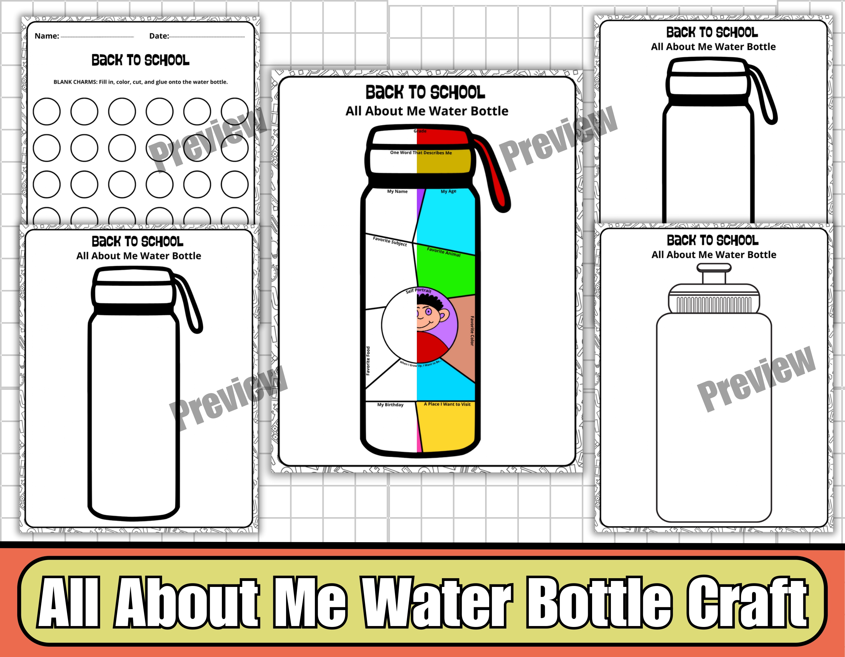 All About Me Water Bottle Craft-Get to Know Me-Back to School-Cut ...