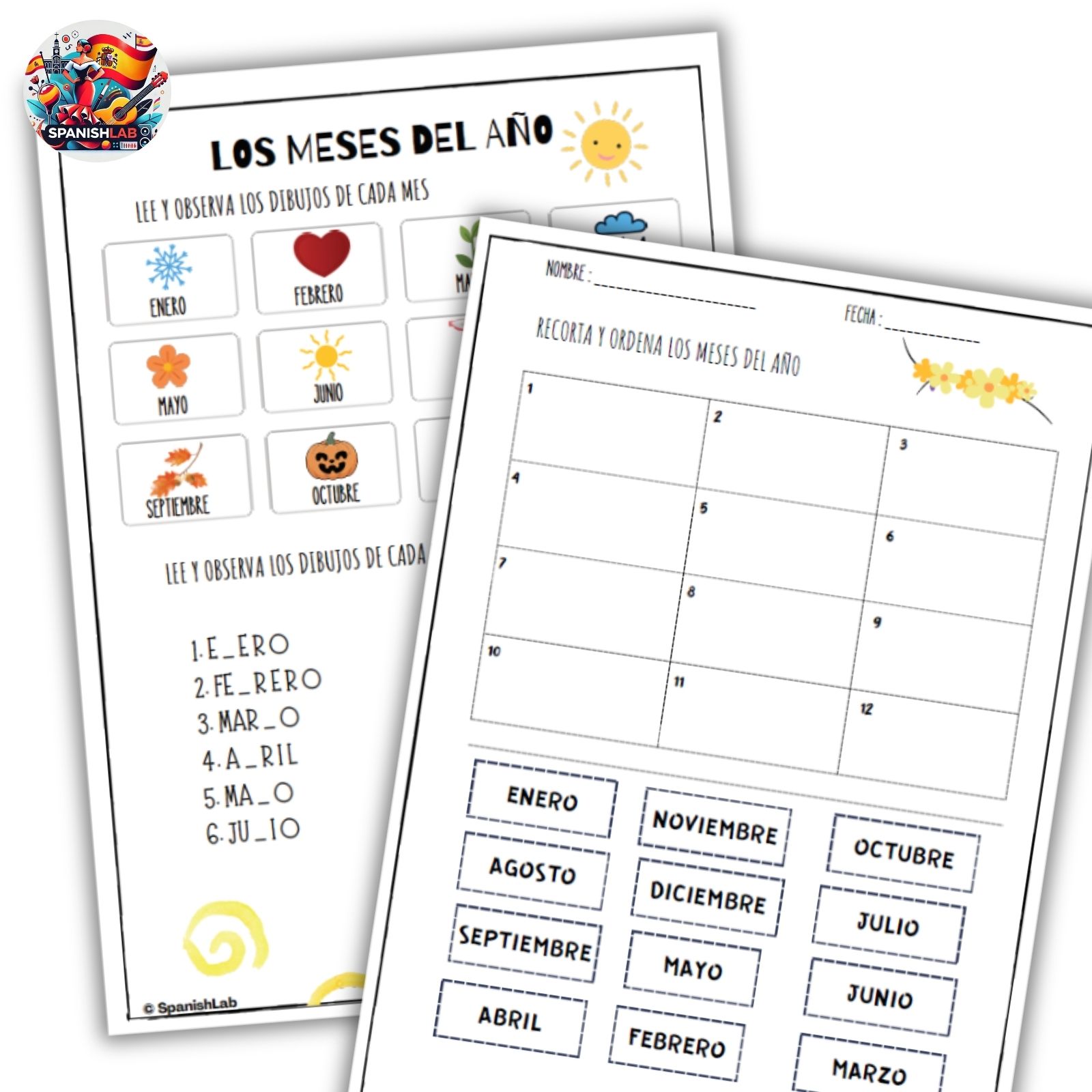 Spanish Months of the Year Worksheets. Los Meses del Año A1 Activities ...