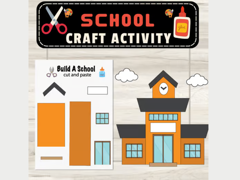 Build Your School Craft Cut & Paste Activity: Create an Educational ...