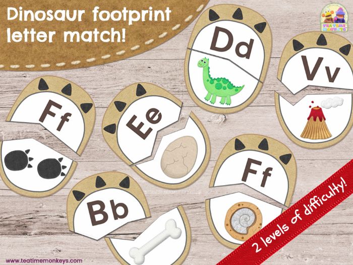 Dinosaur Footprint First Letter Alphabet Match | Teaching Resources