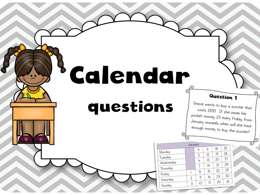 Calendar Questions Fun Group Work Cards Reasoning With Time