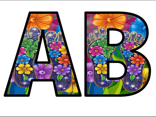 Flowers Feet Footprints Growth Garden Lettering Set Display Title ...