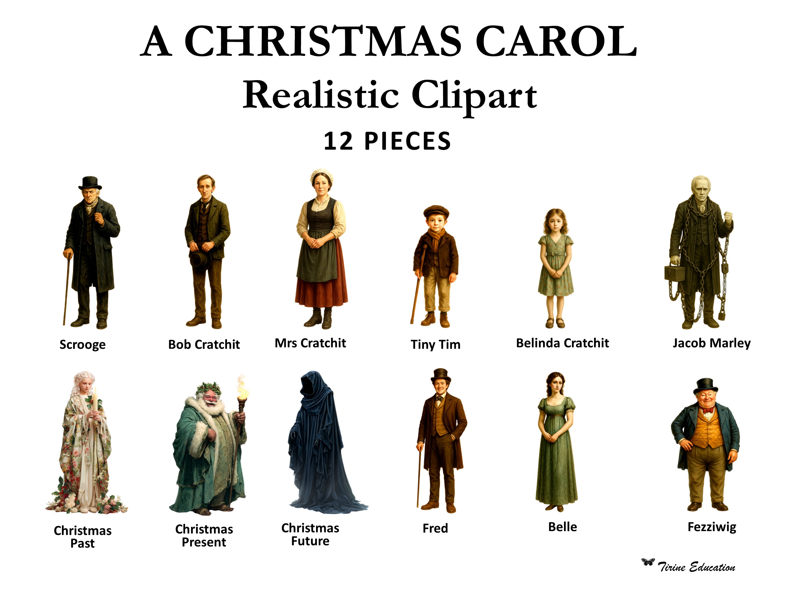 A Christmas Carol Clipart Set: Realistic Illustrations for Teachers and ...