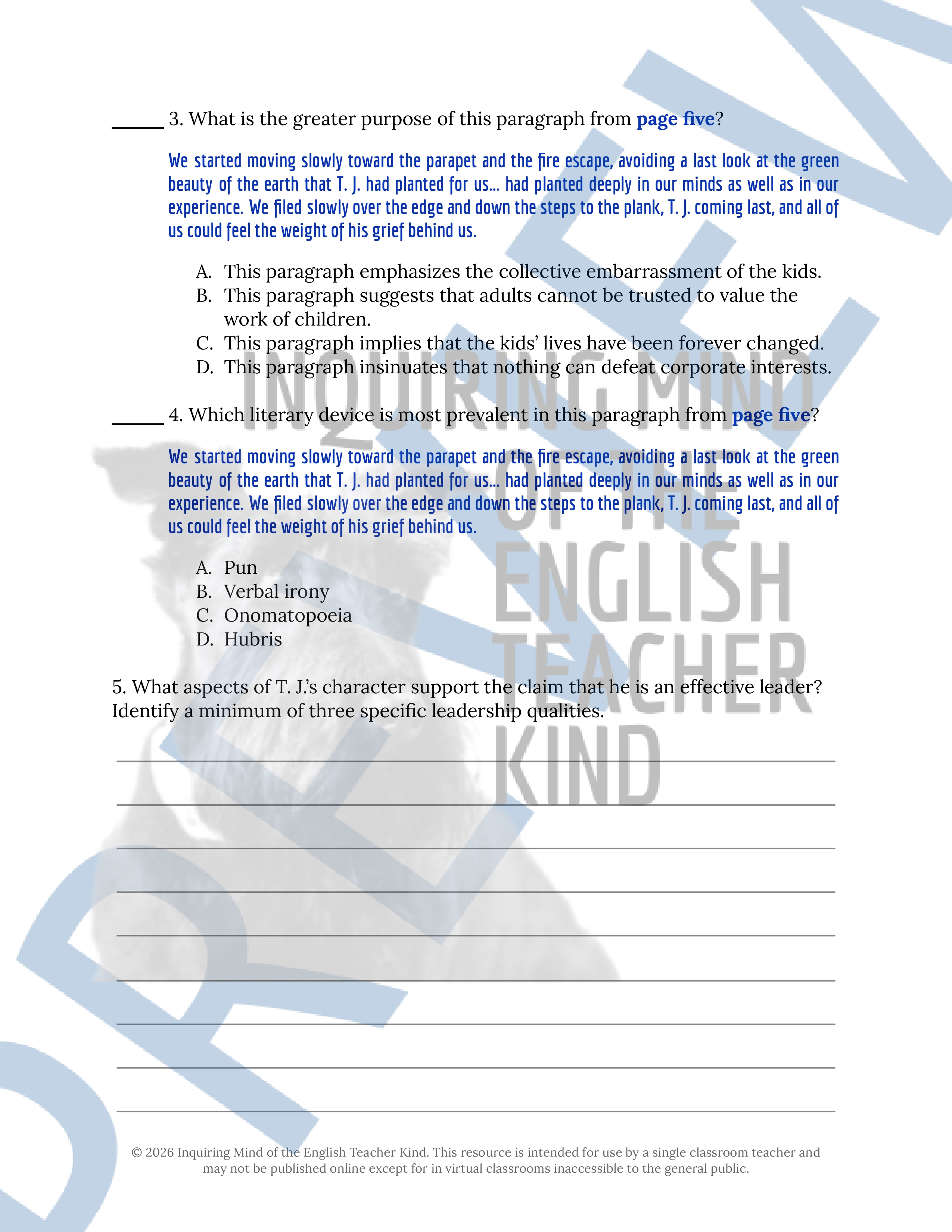 "Antaeus" by Borden Deal Close Reading Analysis Worksheet | Adolescent ...