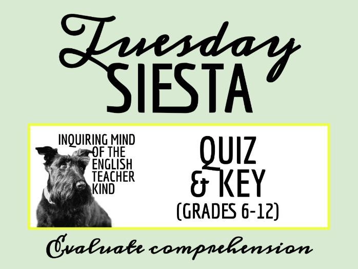 "Tuesday Siesta" by Gabriel Garcia Marquez Quiz and Answer Key ...