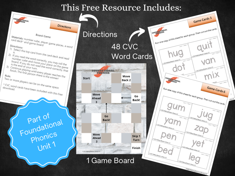 Free CVC Words Board Game with 48 Cards | Teaching Resources