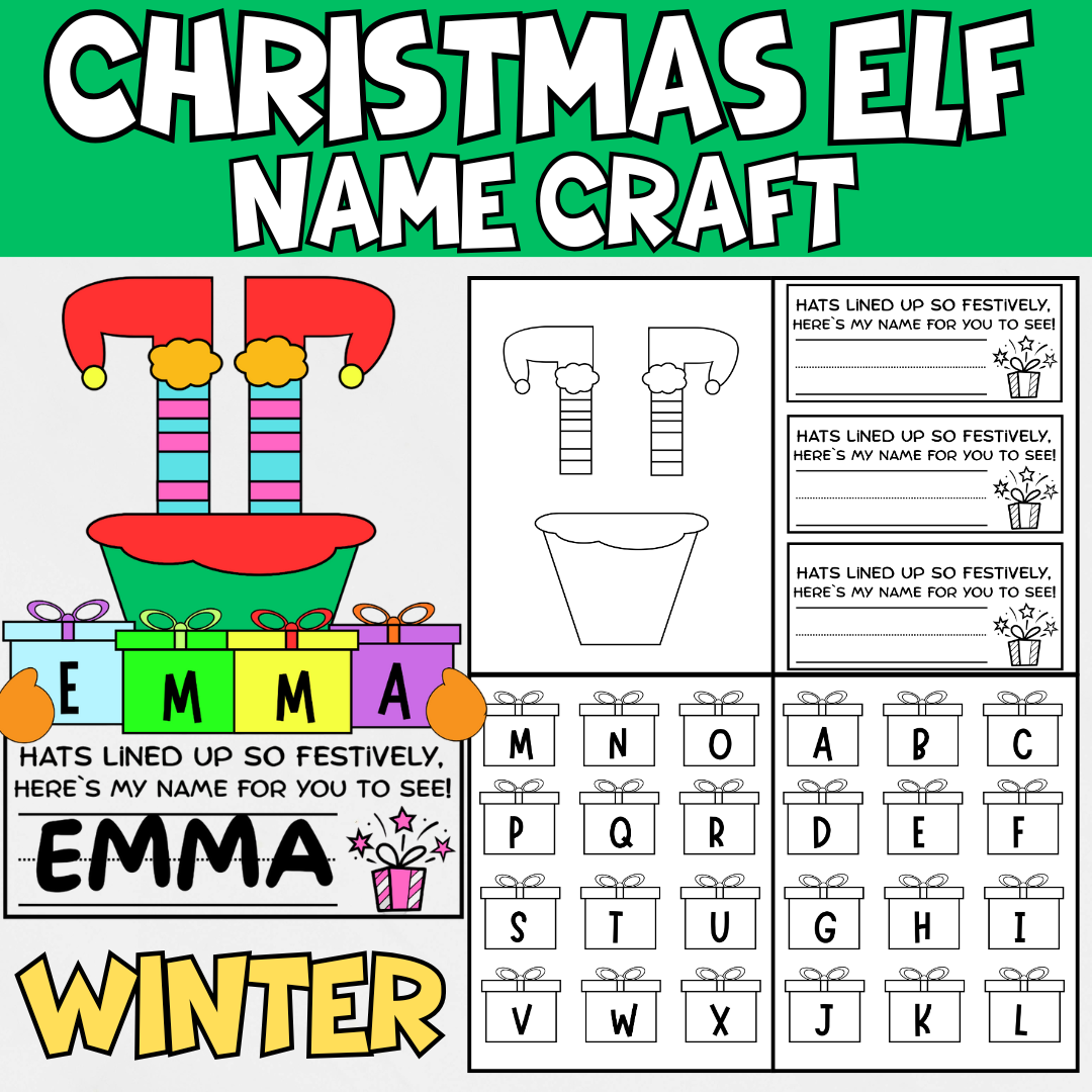 Elf Name Craft | Christmas Name Activity Winter Literacy & Fine Motor ...