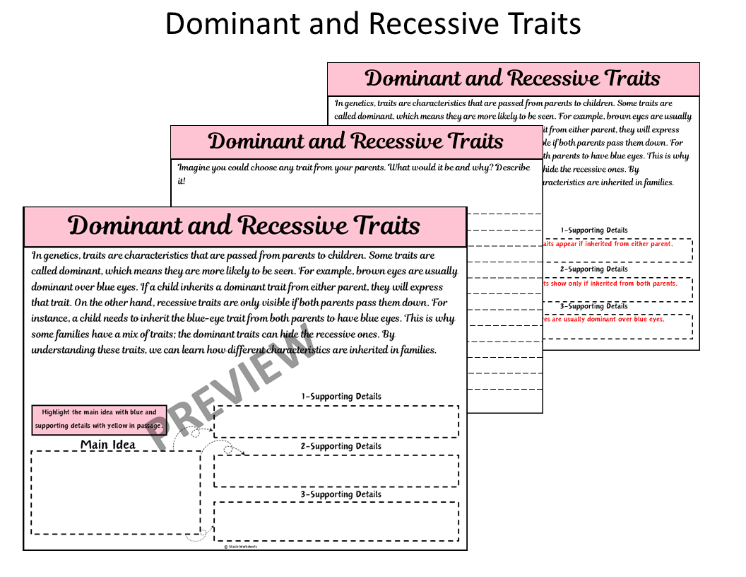 Dominant And Recessive Traits Worksheet Pdf