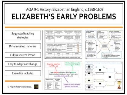 Elizabeth I Revision Mat Teaching Resources