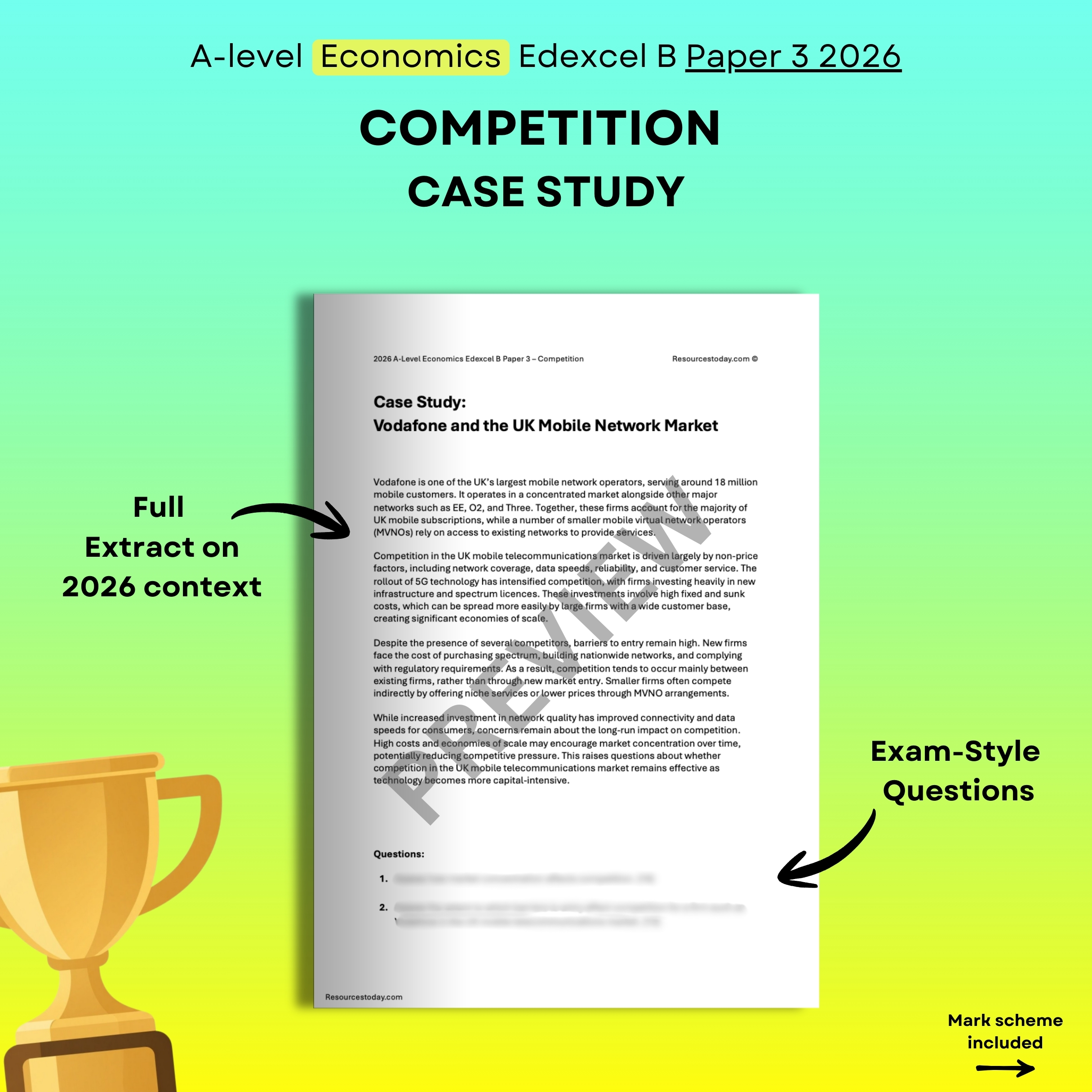Edexcel B Economics Paper 3 2026: Vodafone Competition Case Study ...