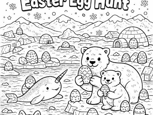 Easter Egg Hunt at the North Pole /Arctic Circle Colouring Page ...